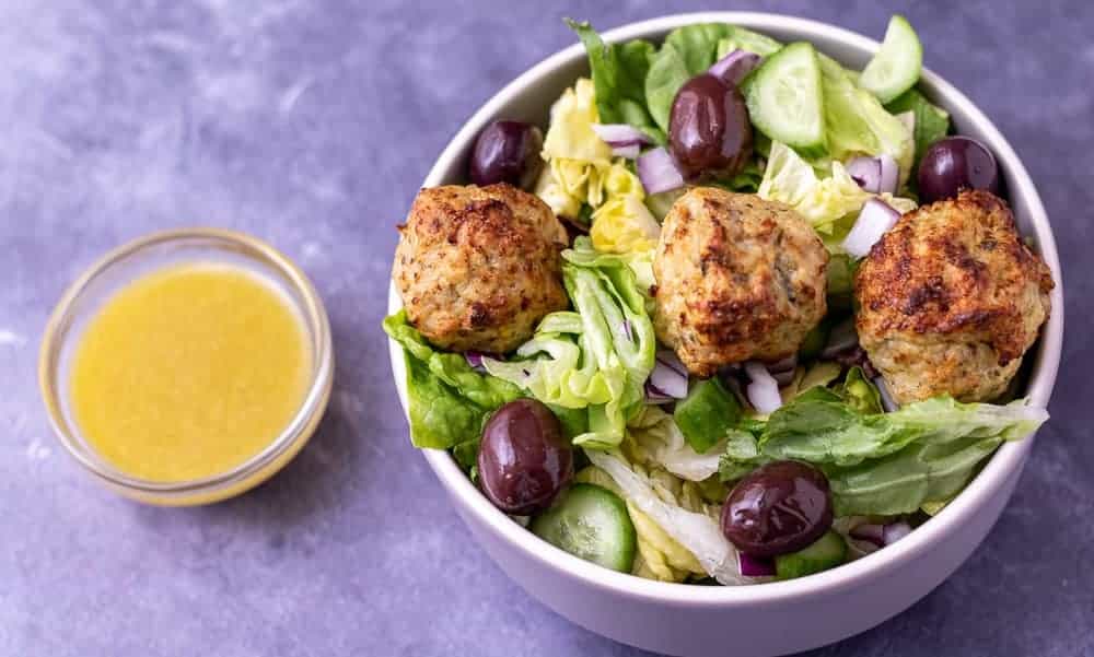 Greek Chicken Meatball Salad - Smack Of Flavor